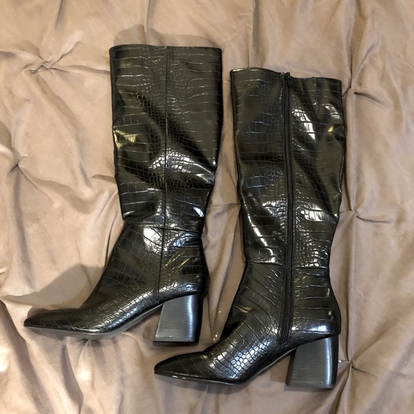 Jane and Bleecker | Shoes | Textured Faux Snake Kneehigh Boot | Poshmark